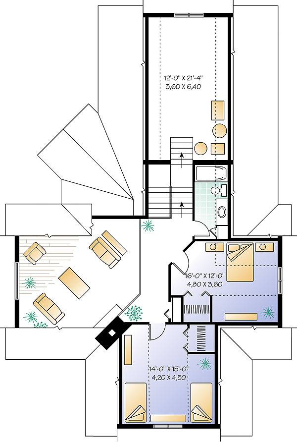 Two-story home design with fireplace - Plan 1397