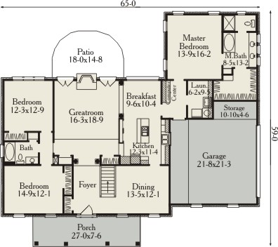 Colonial House Plan with 3 Bedrooms and 2.5 Baths - Plan 3502